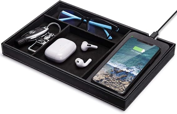 Amazon.com: Valet Tray, Built in Wireless Charging Pad, Nightstand ...