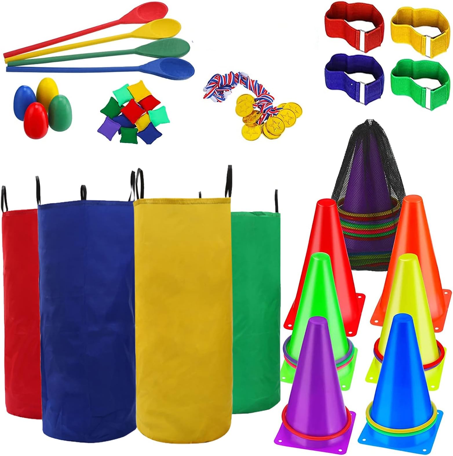 Beauenty 61Pcs Outdoor Game for Kids, Potato Sack Race Bags for Kids ...