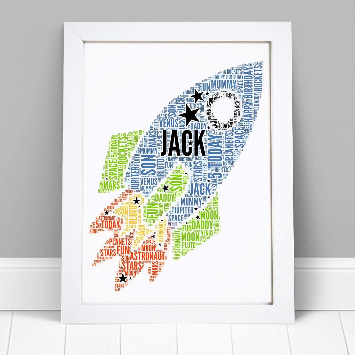 Personalised Space Rocket Word Art Print - A5, A4 Prints & Framed ...