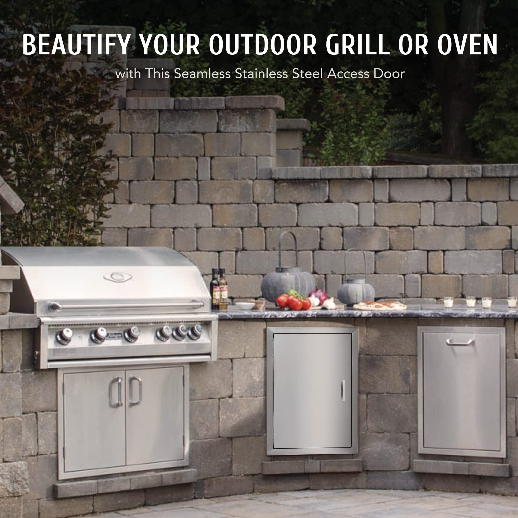 CO-Z Outdoor Kitchen Doors, Weatherproof 304 Stainless Steel Built in ...