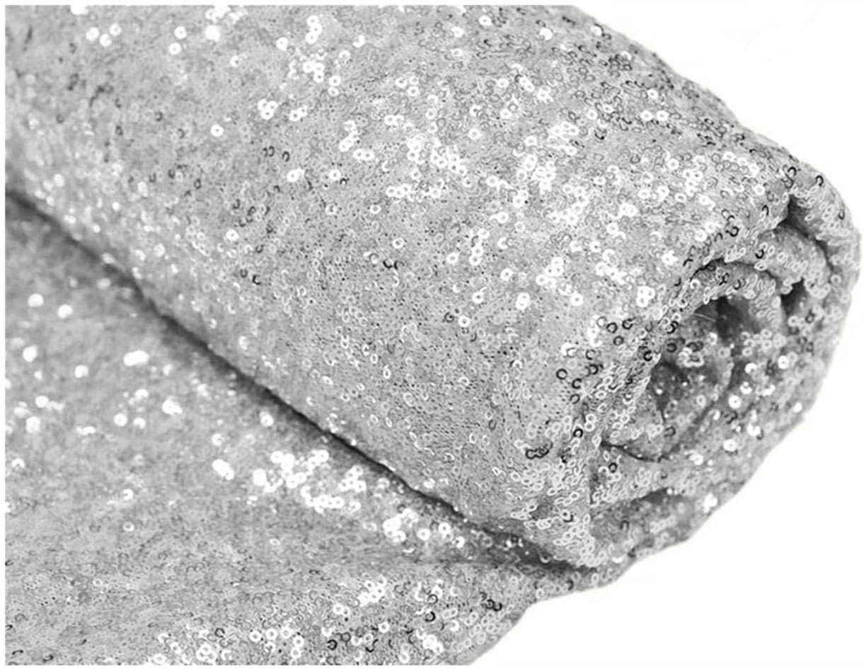 ShinyBeauty Silver Upholstery Fabric with Sequins, 92cm Length Silver ...