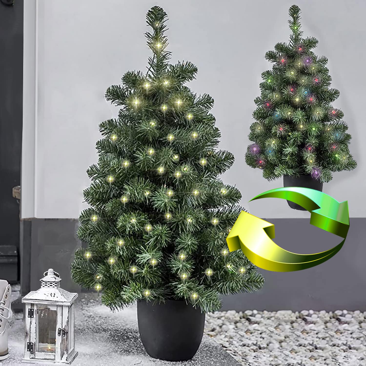 Battery Operated Pre Lit Outdoor Trees