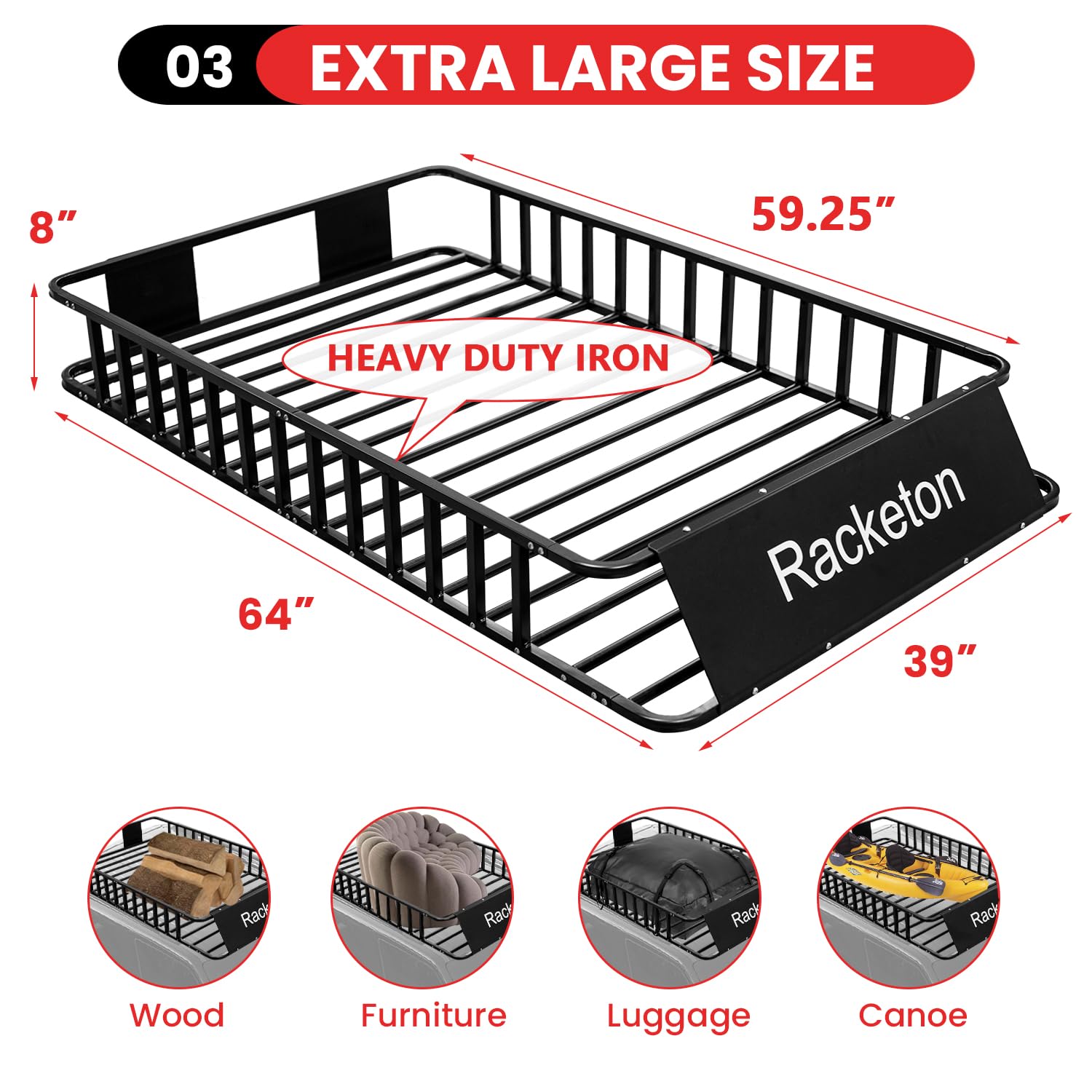 Snapklik.com : 64 X 39 X 8 Small SUV Roof Rack Cargo Basket