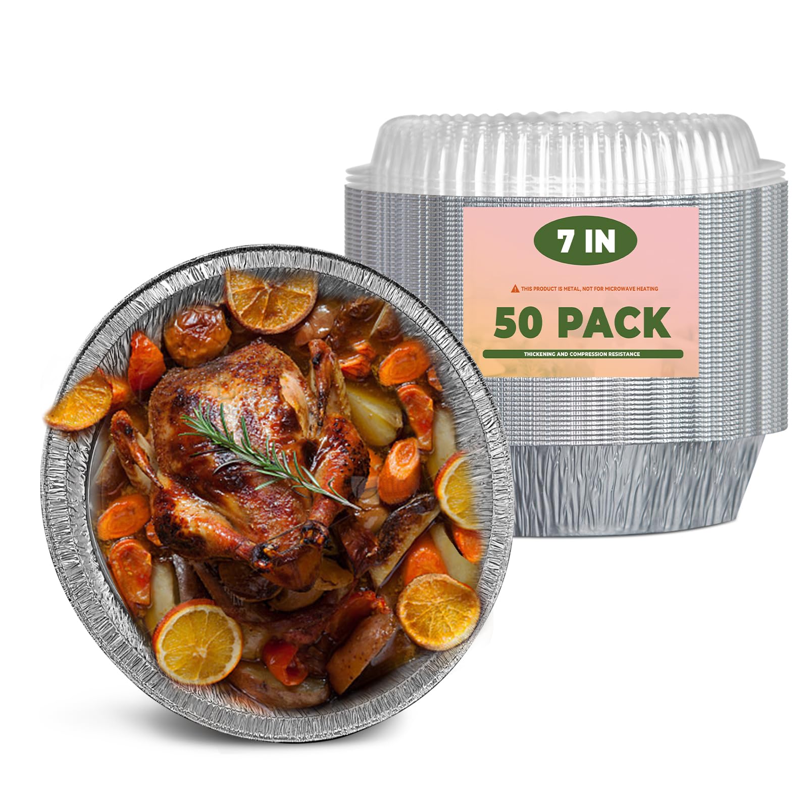 Amazon.com: YLT WAX 7” Round Aluminum Foil Pans with Transparent Lids ...