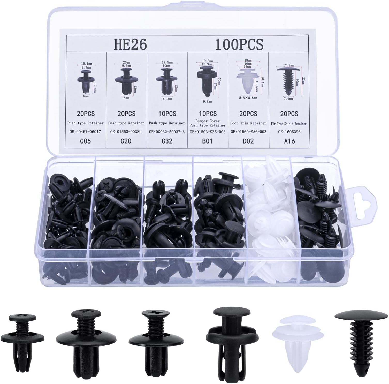 Amazon.fr : Rivet Clips Plastique, Preciva 140pcs 6 Tailles Rivets ...