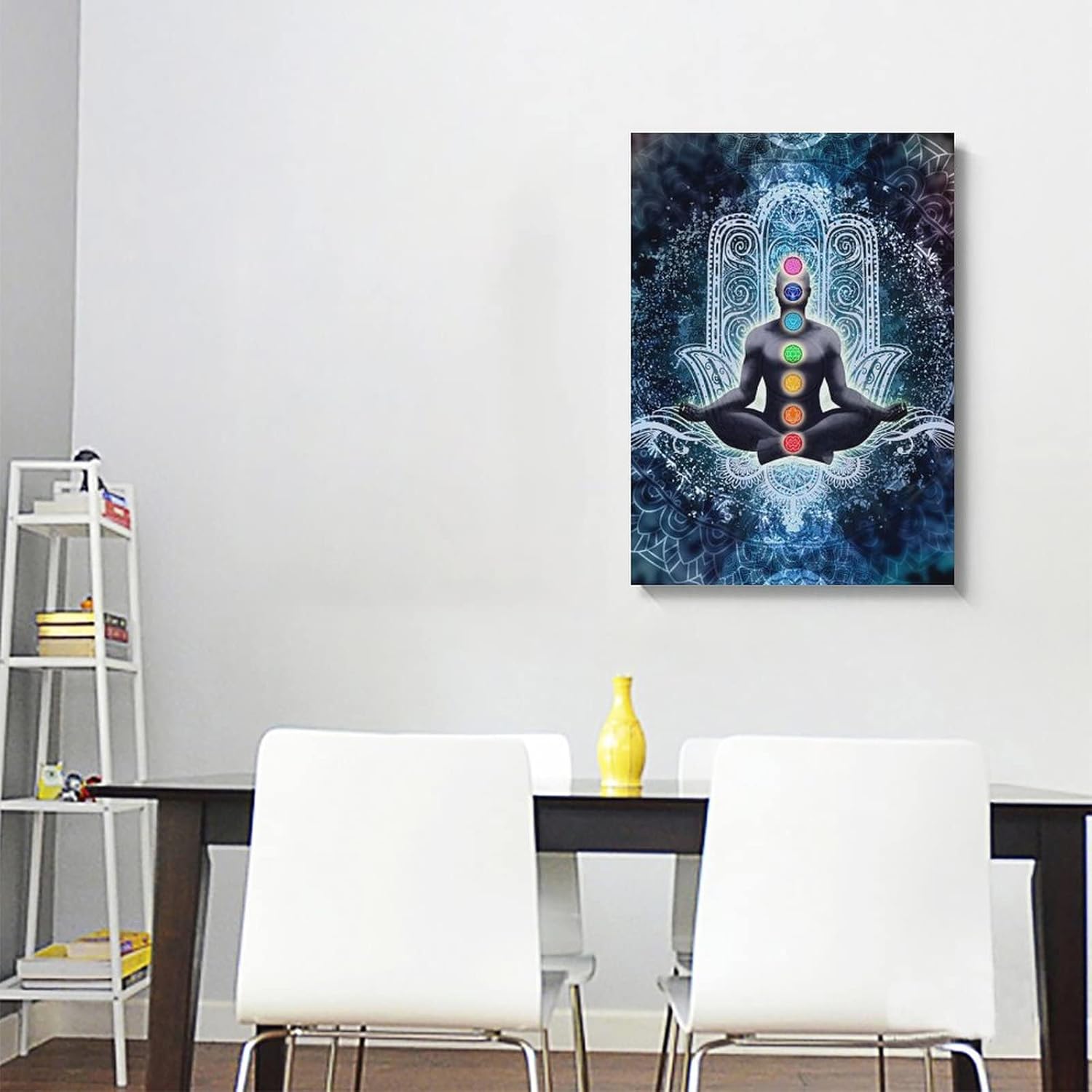 GENGSHENG Póster de la mano de Hamsa, Buda de la ilustración de chakras ...