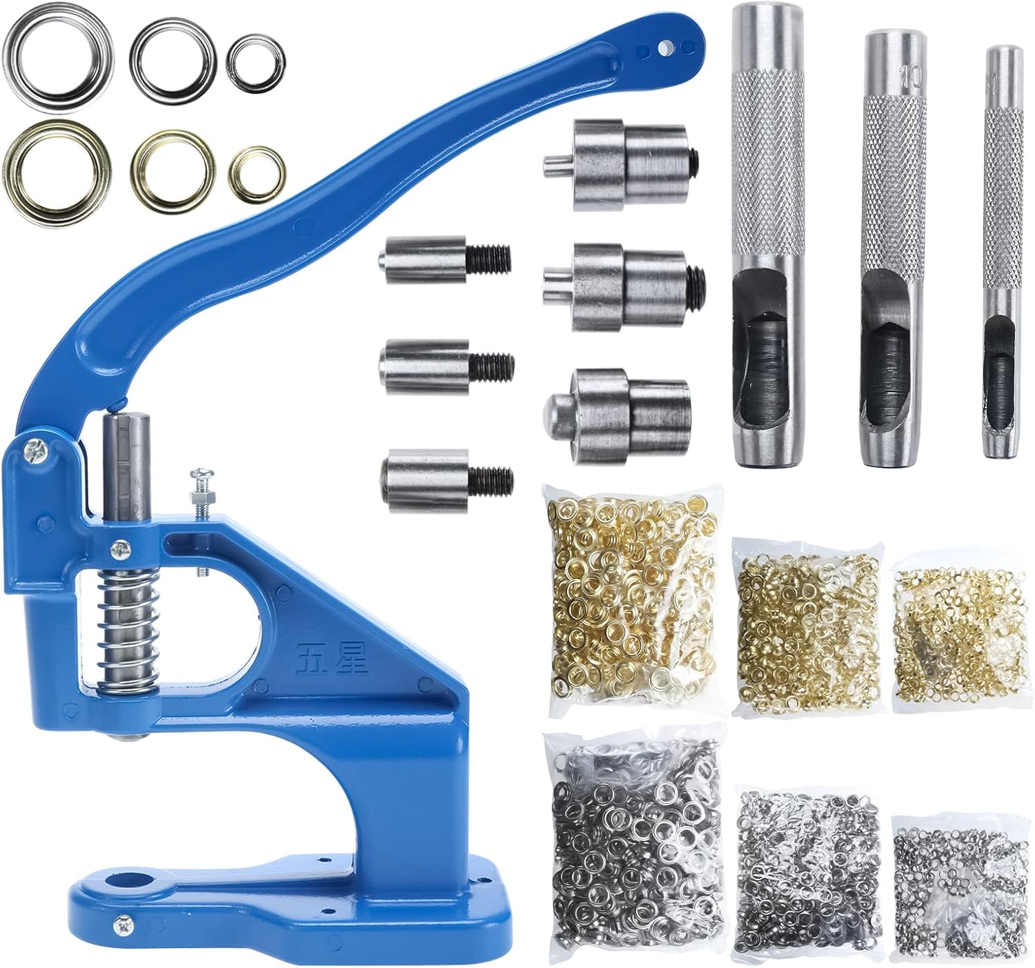 Tysun Hand Press Grommet Machine W/ 3 Dies and 2400 Pcs Grommets Eyelet ...