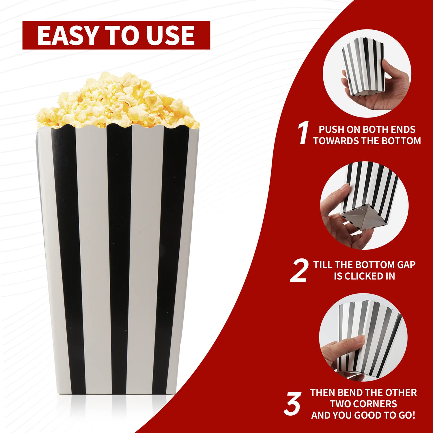 Snapklik.com : 40 Pcs Popcorn Boxes, Cardboard Popcorn Containers, For ...