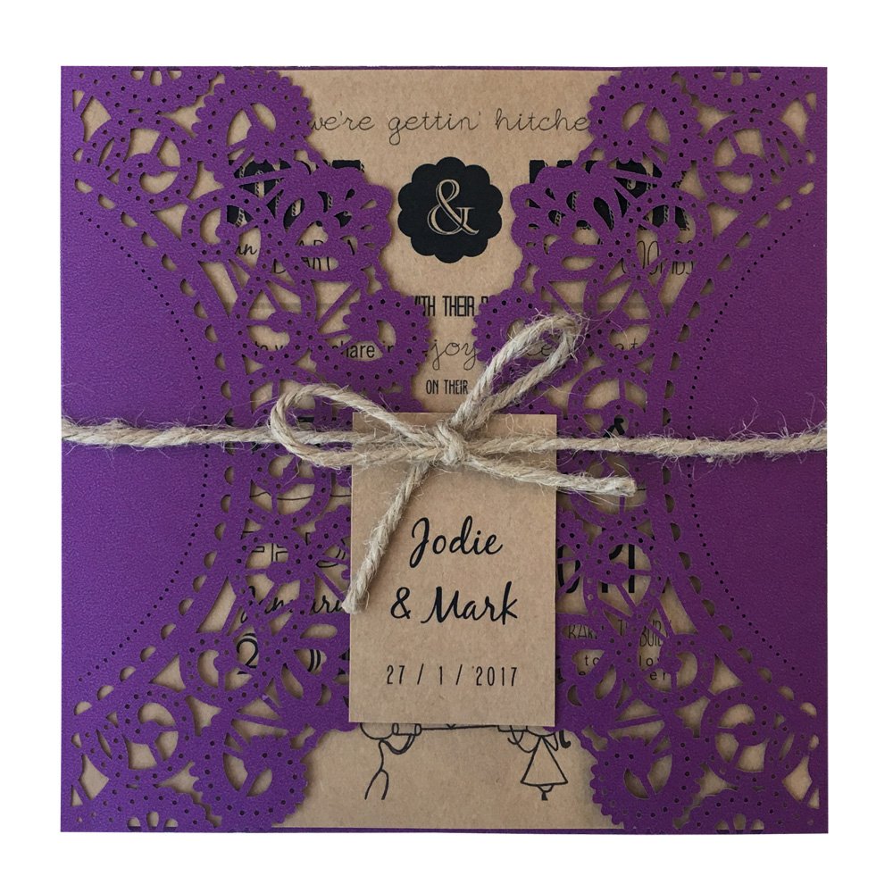 Purple Rustic Wedding Invitations