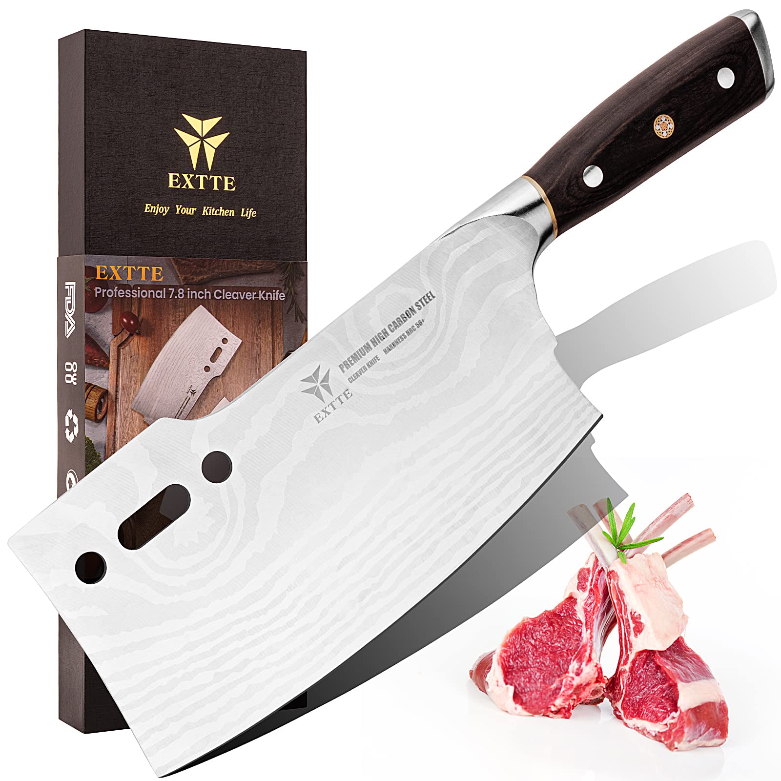 Buy Butcher , EXTTE 7.8 Inch Meat Cleaver Heavy Duty, Kitchen for ...