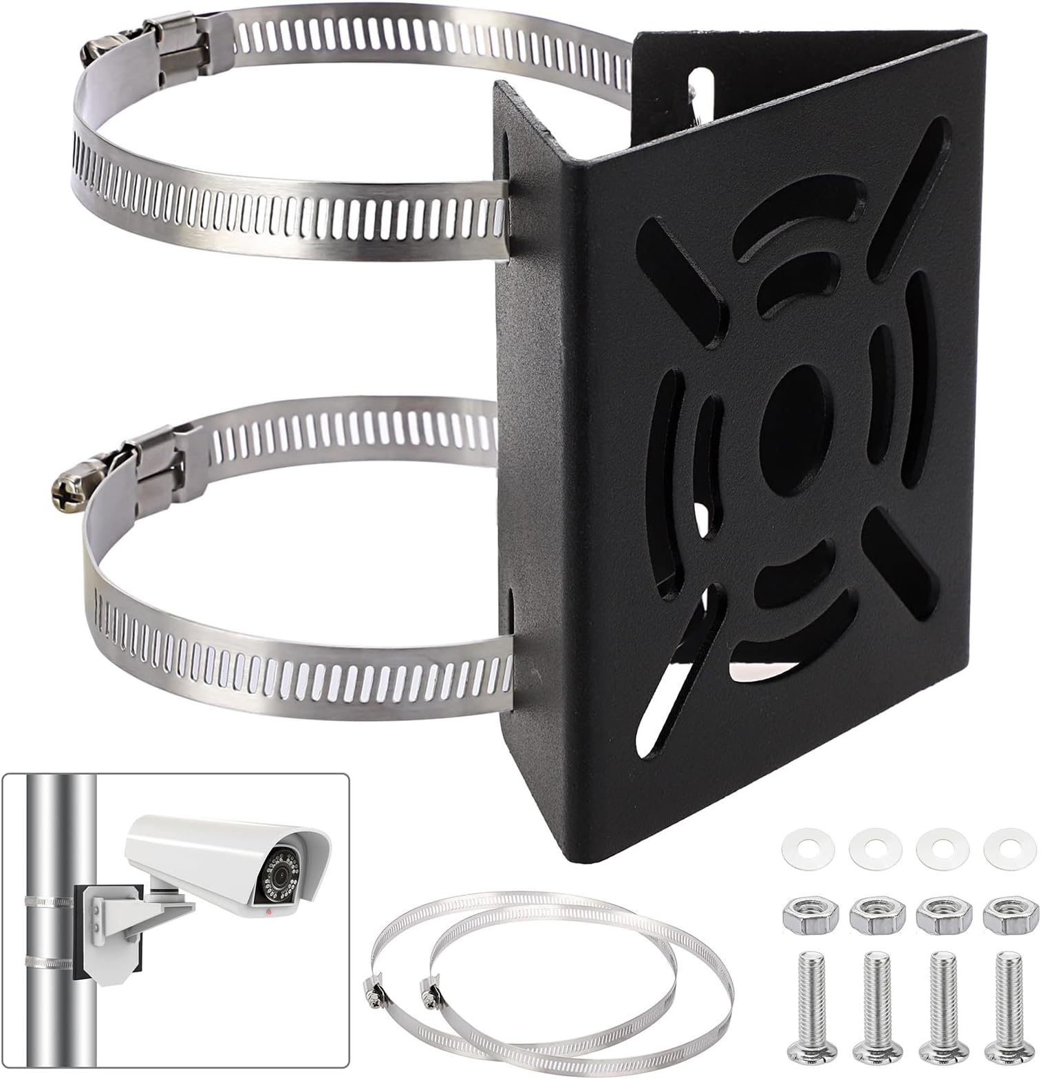 Amazon.com: Vertical Pole Mount Bracket Mount Camera Adapter for CCTV ...