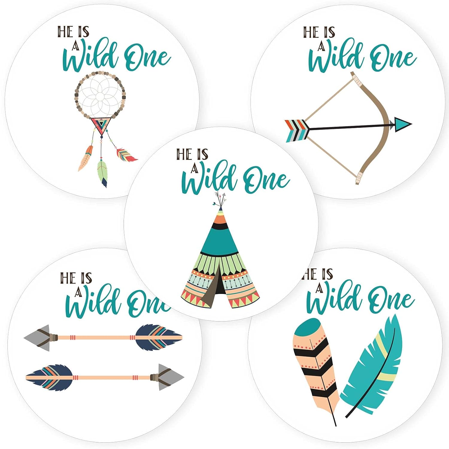 Amazon.com: He is a Wild One Sticker Labels - Tribal Boho Boy Birthday ...