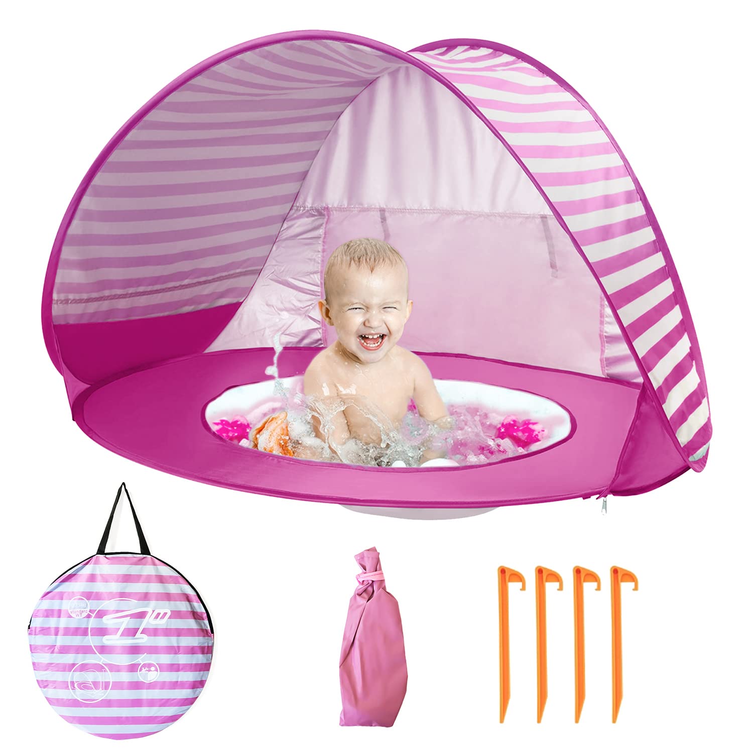 Amazon.com: Baby Beach Tent with Pool, UPF 50+ Beach Sun Shelter ...