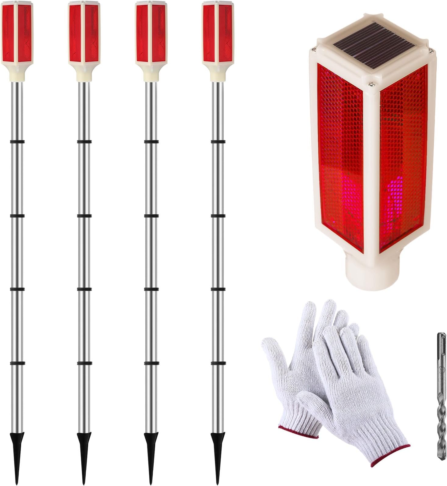 Rossesay 4 Pack 44'' Solar Powered Driveway Markers Reflective Driveway ...