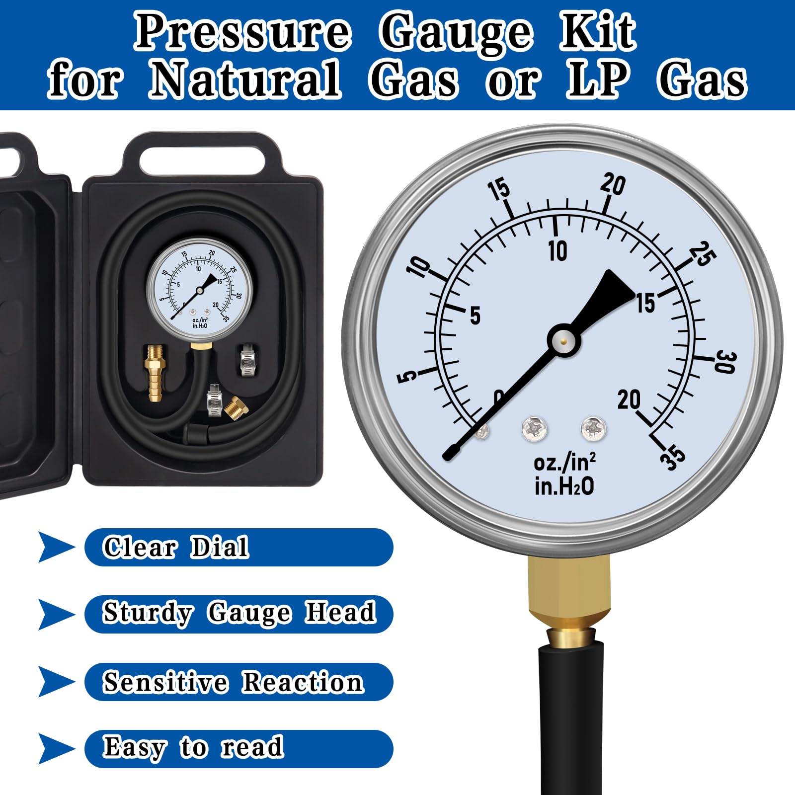 Snapklik.com : FANOVO Manometer Gas Pressure Tester 0-35 WC Natural Or ...