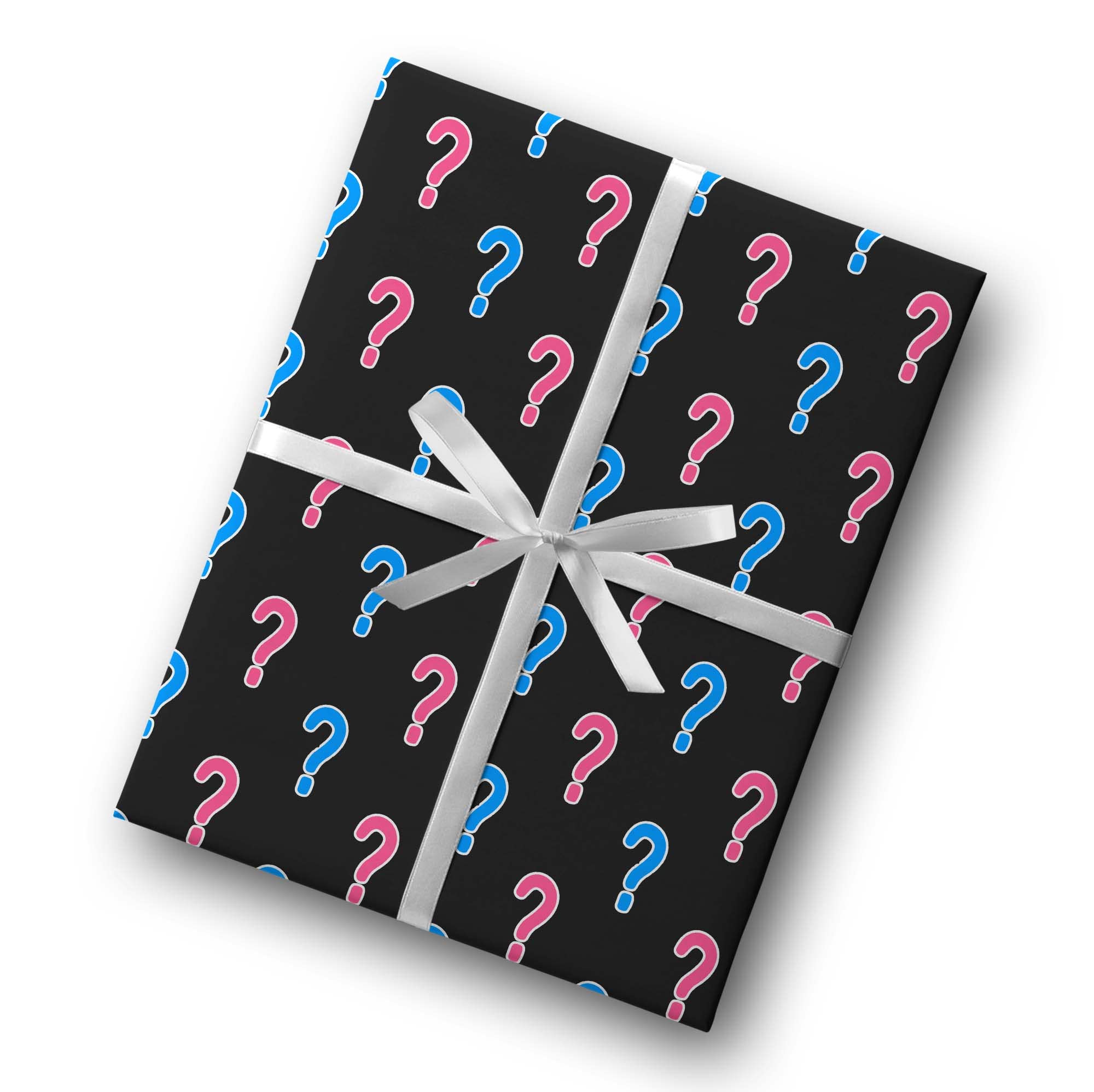 Fun Pattern Gift Wrap Gender Reveal Wrapping Paper - Question Mark ...