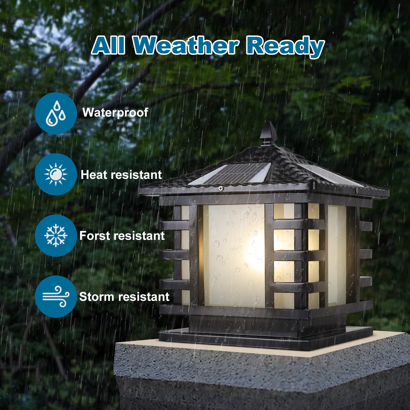 LED Solar Column Lights IP65 Waterproof Solar Outdoor Post Lights ...