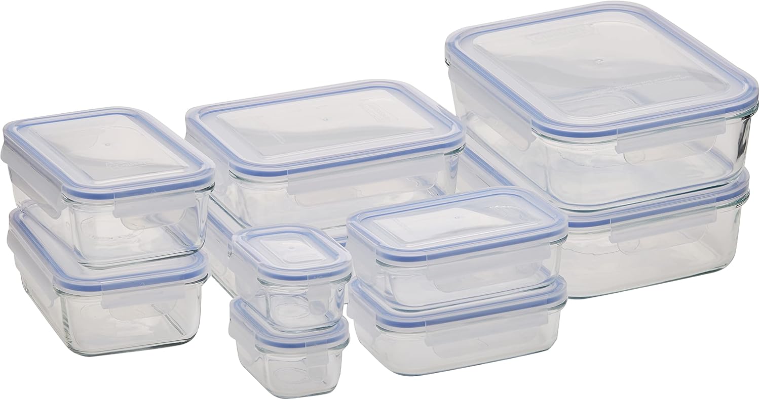 Glasslock Tempered Glass Food Container, 10-Piece Set, Clear, GL-419 ...