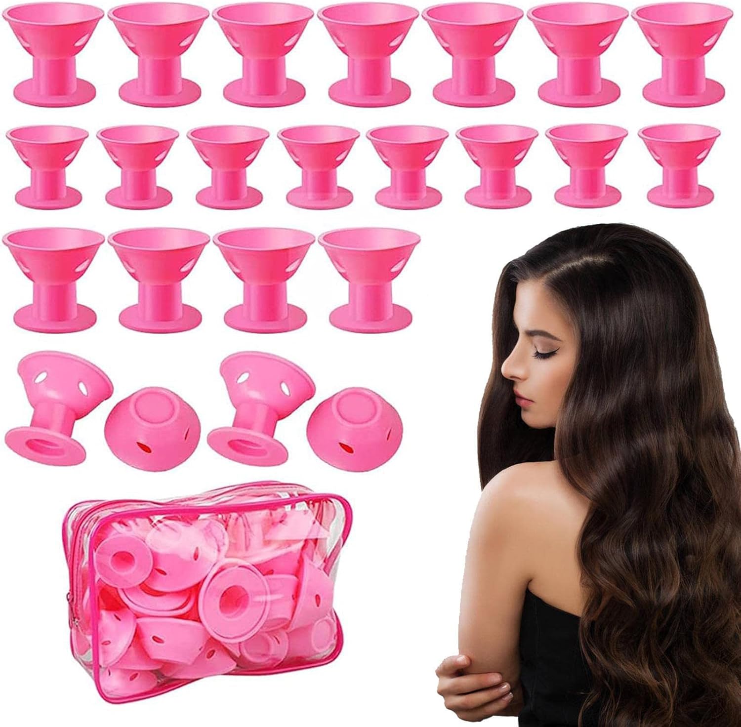 Amazon.co.jp: Roller Hair Curler | Overnight Heatless Silicone Hair ...