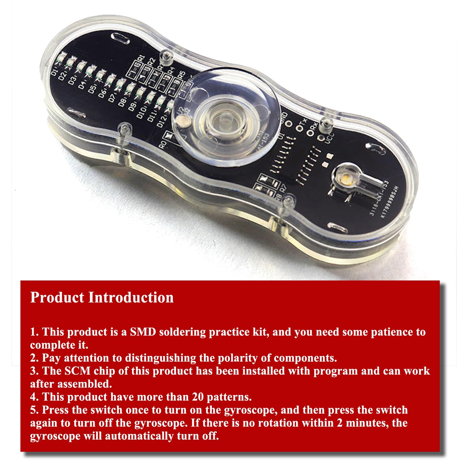 Snapklik.com : LED Rotating Gyroscope DIY Kit 2 Leaves Gyroscope SMD ...