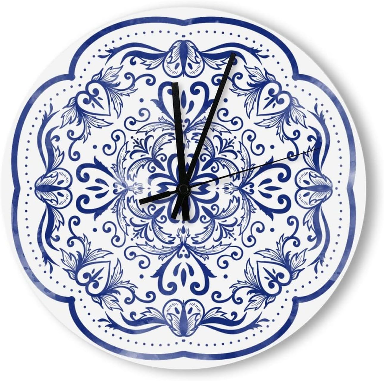 Amazon.com: Chinoiserie Blue and White Porcelain Farmhouse Wall Clock ...