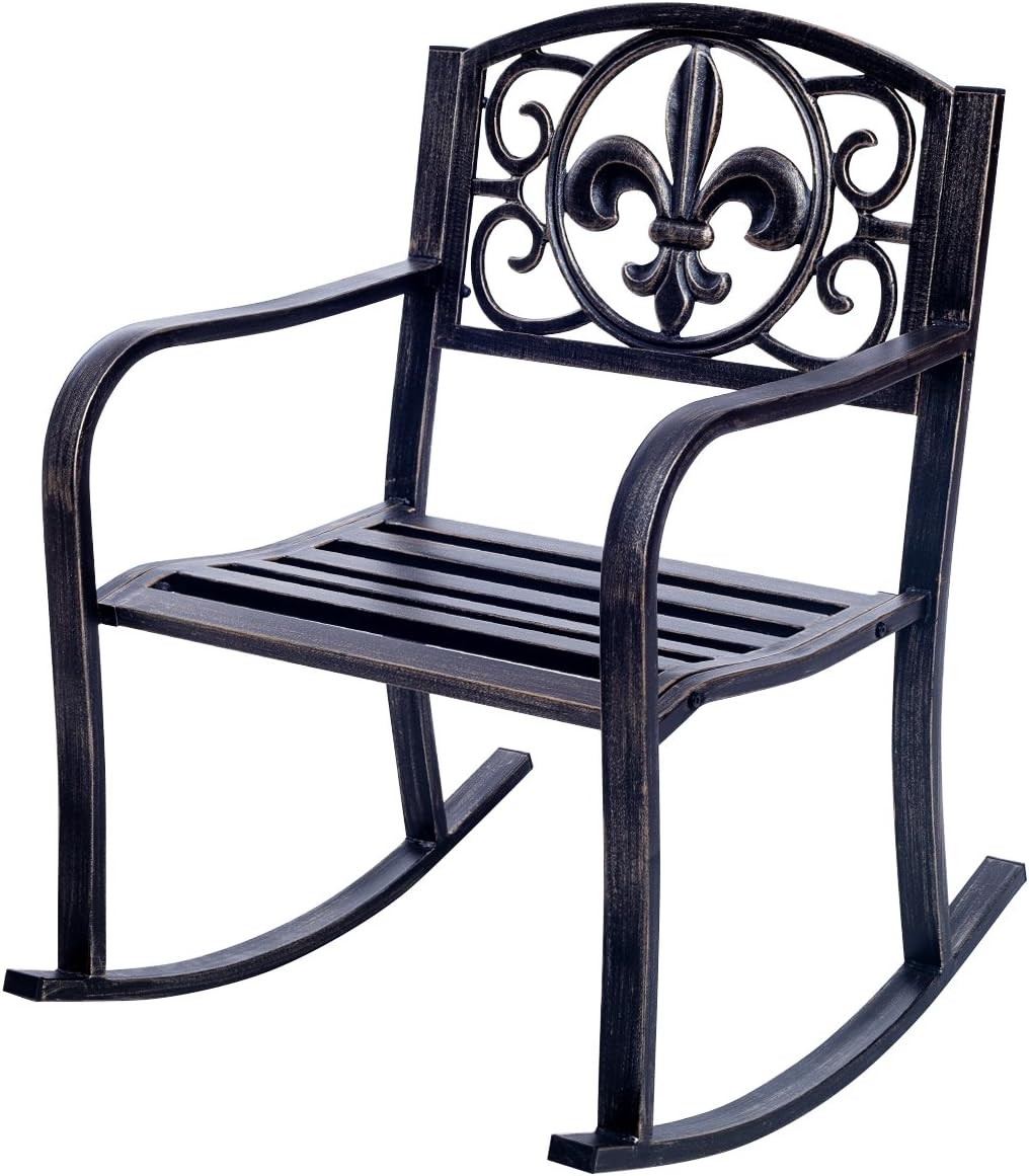 Amazon.com: Giantex Patio Metal Porch Rocking Chair Seat Deck Outdoor ...
