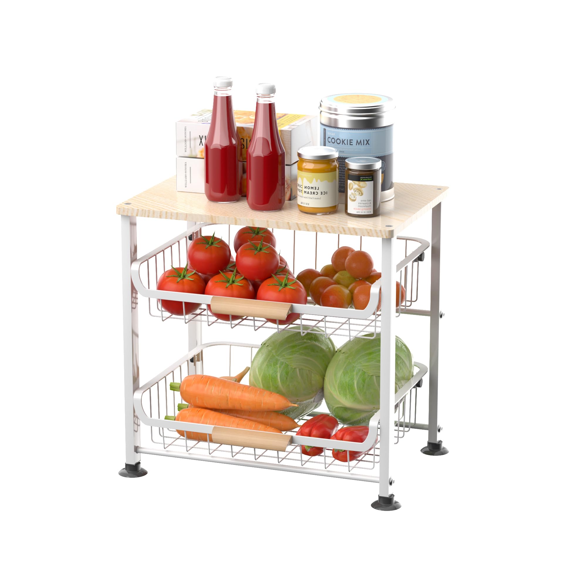Pull-out Fruit Basket, 3-tier Slide Out Metal Storage Baskets Carts ...
