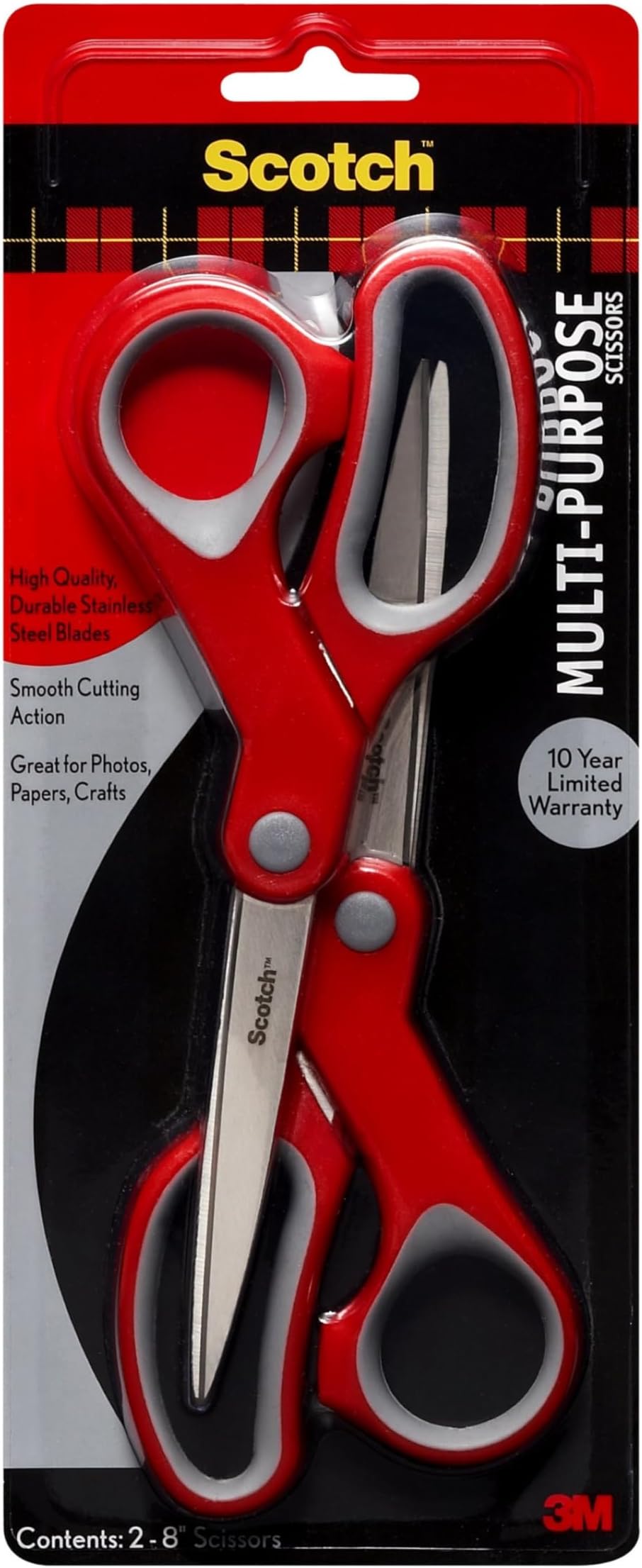 Amazon.com: Scotch 8" Multi-Purpose Scissors, 2-Pack, Great for ...