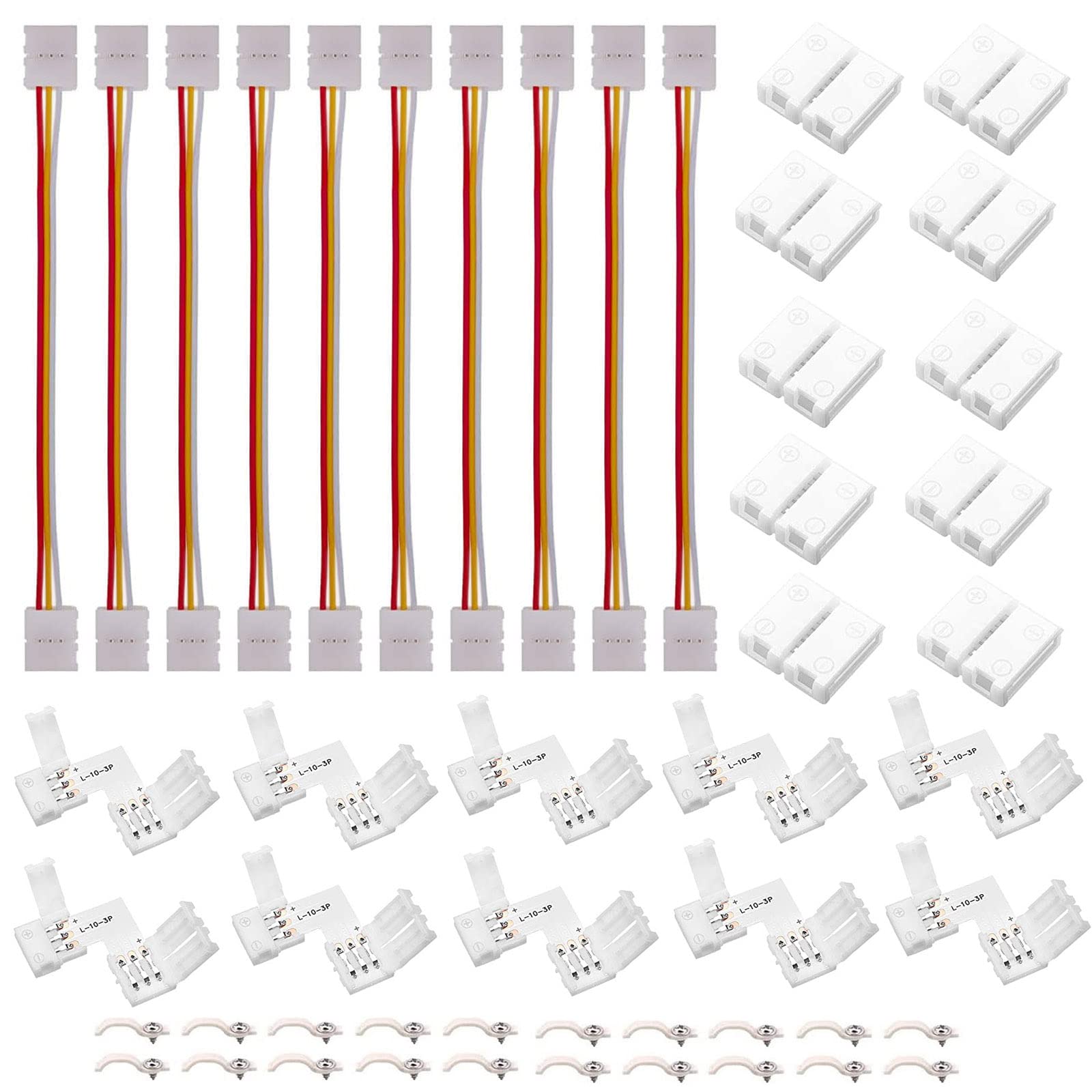 ENQIMAOYI 3 Pin RGB LED Strip Connector Kit Includes 10x LED Strip ...