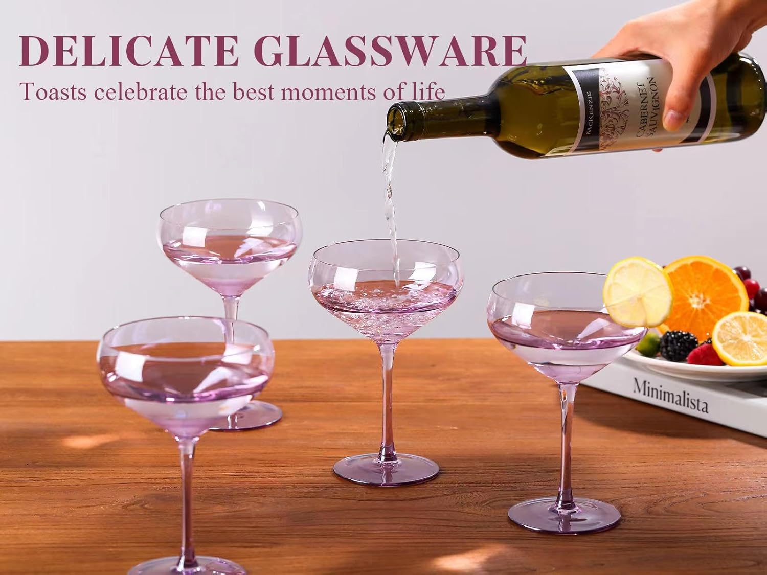 TrophyToast Juego de copas de color champán colorido de 4 a 13 onzas ...