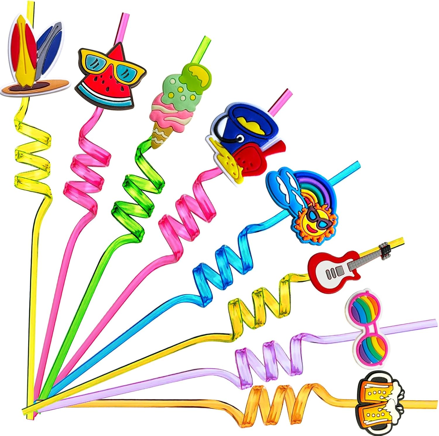Amazon.com: 24 Beach Theme Straws| Summer Party Favors Reusable ...