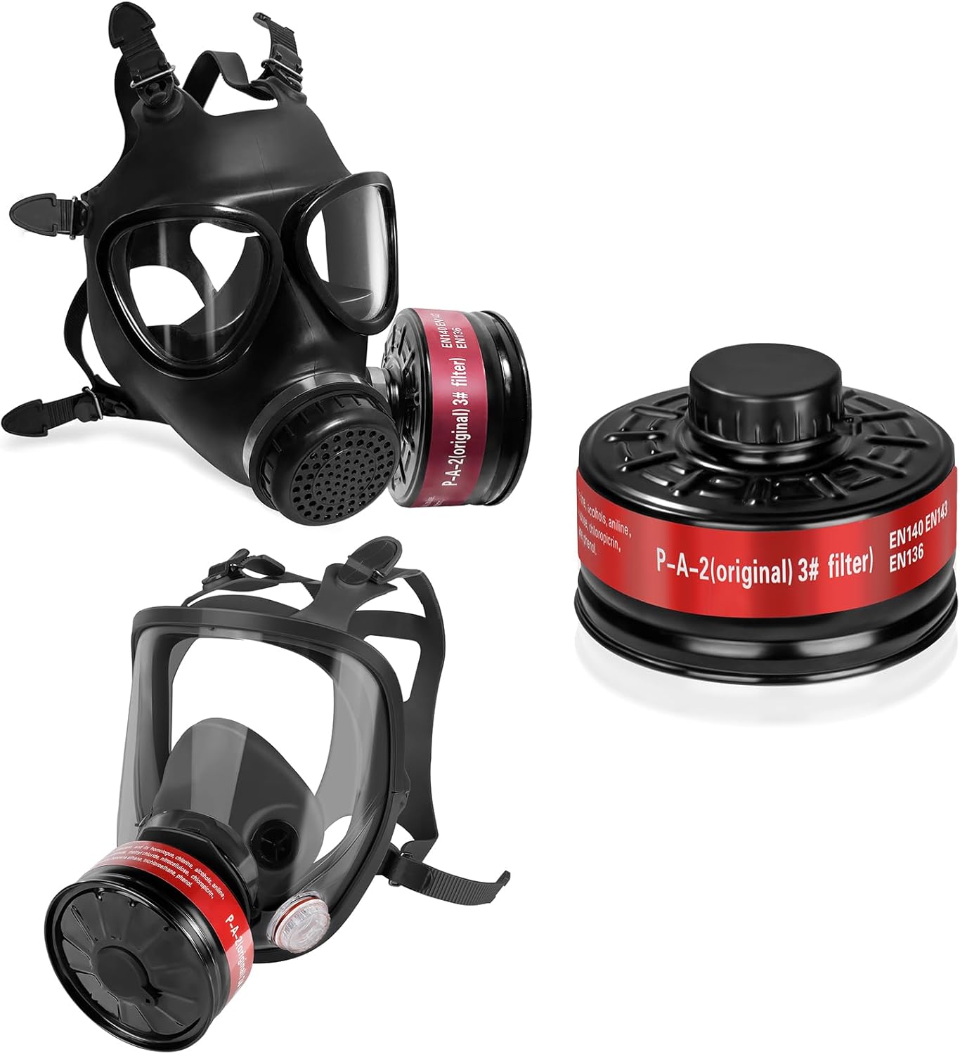 Amazon.com: FAFUWOR Gas Mask Respirator with 2 pairs 40mm Activated ...