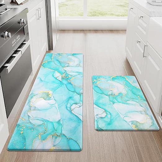 Amazon.com: Likiyol Marble Kitchen Rugs Set of 2 Kitchen Mats for Floor ...