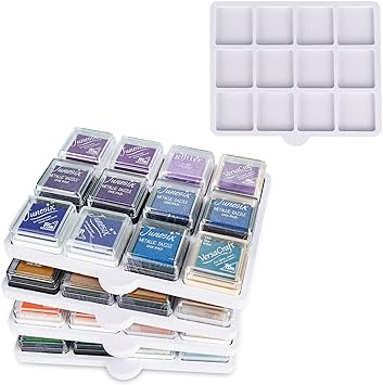 Amazon.com: Sanfurney Ink Pad Cube Caddy Mini Size Stamp Pad Storage ...