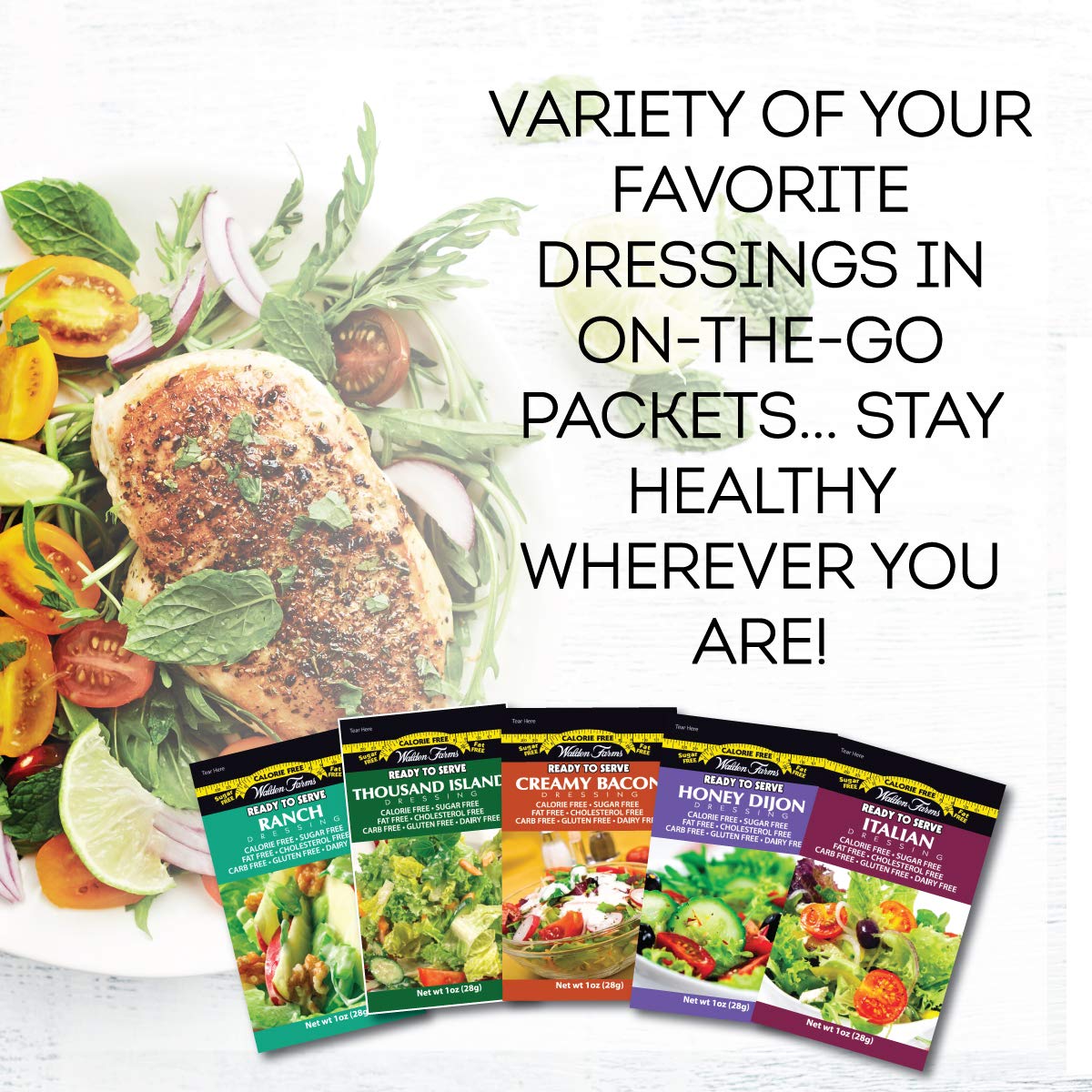 Buy Walden Farms Salad Dressing Packets- Sampler Pack in Ready to Serve ...