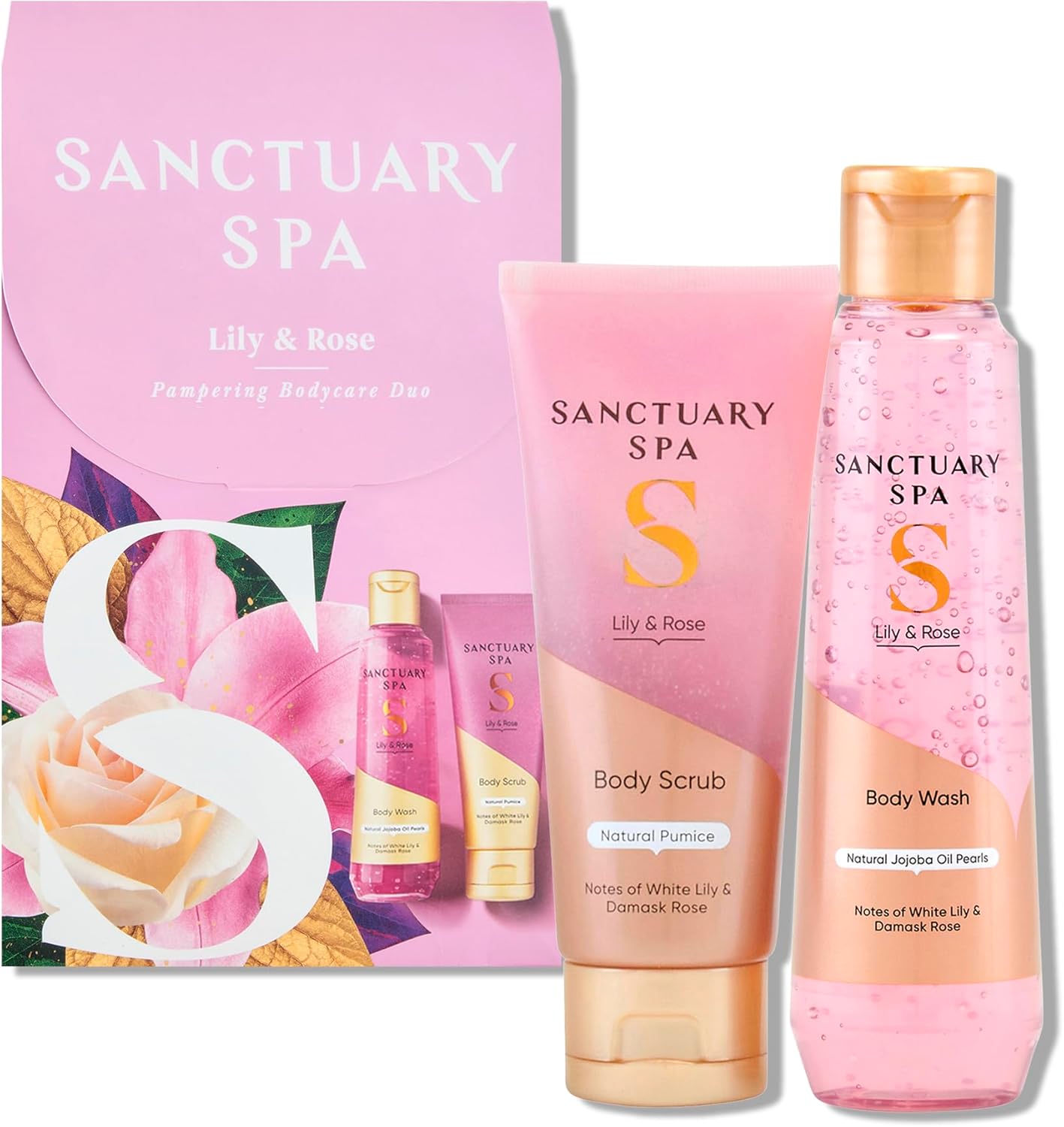SANCTUARY Spa Lily & Rose Bodycare Duo – Luxury Body Wash & Scrub Gift ...