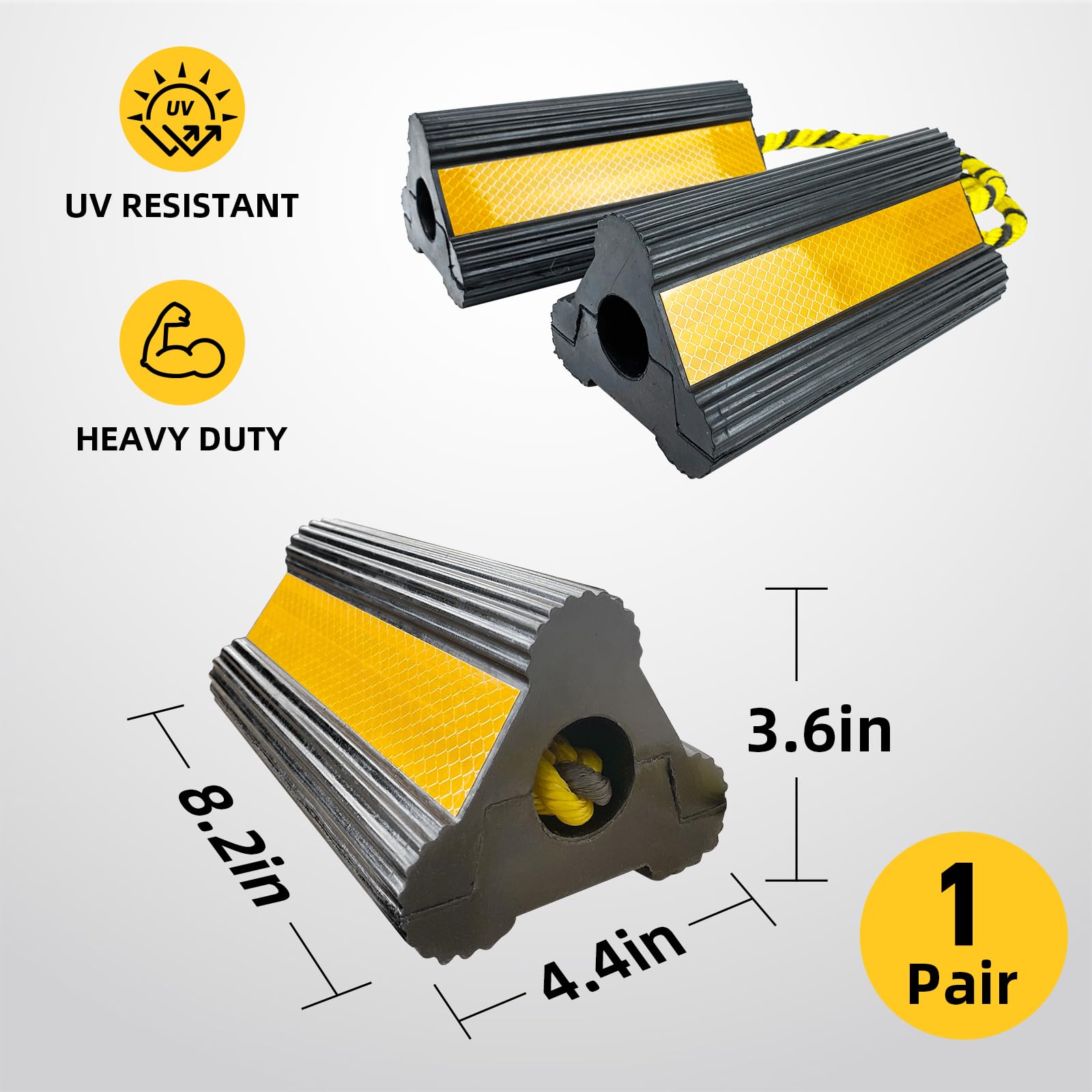 Snapklik.com : HOXWELL Heavy Duty Rubber Dual Wheel Chocks, RV Non Slip ...