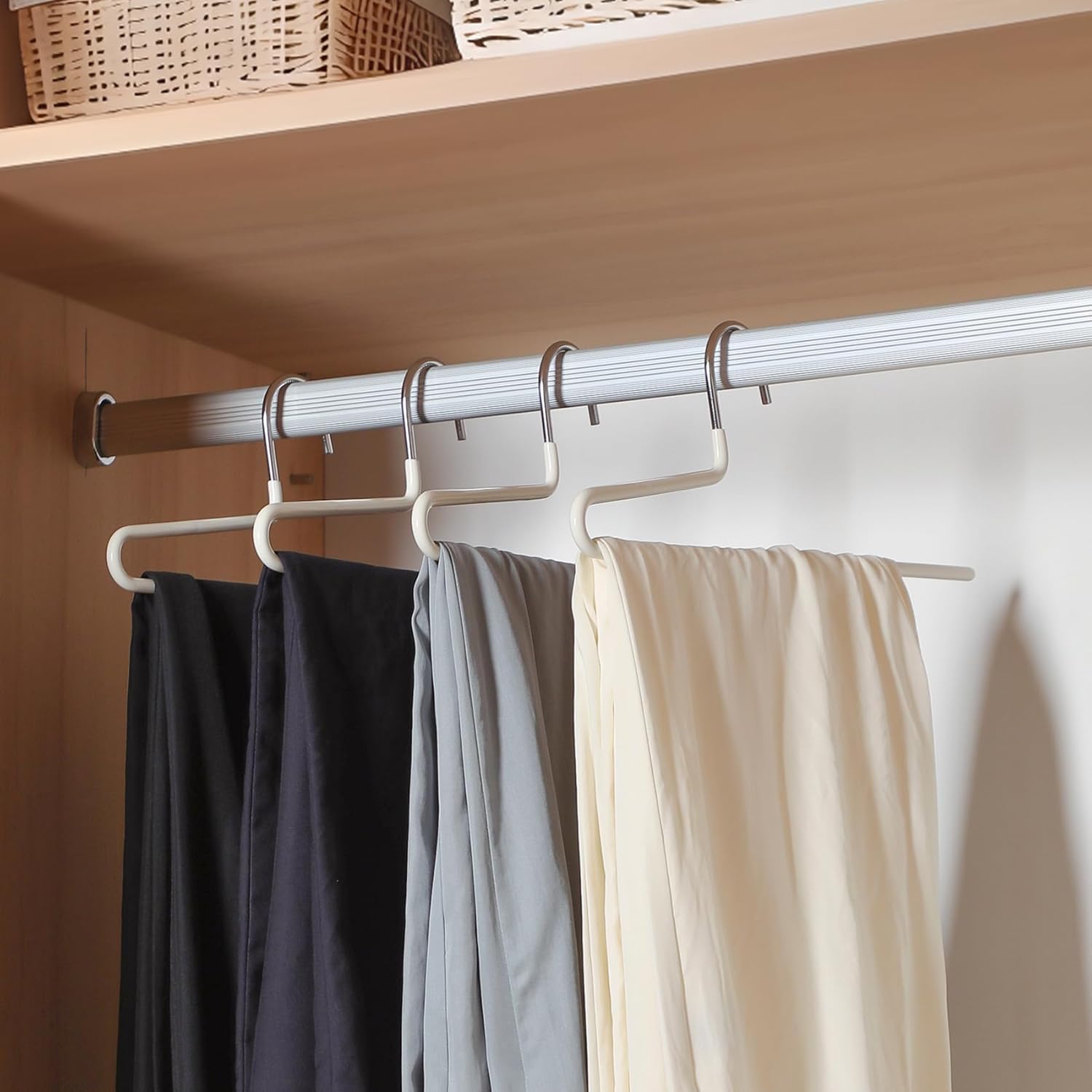 Amazon.com: SHIMOYAMA Single Rod Pant Hangers, 5 Pack, Semi-Open ...