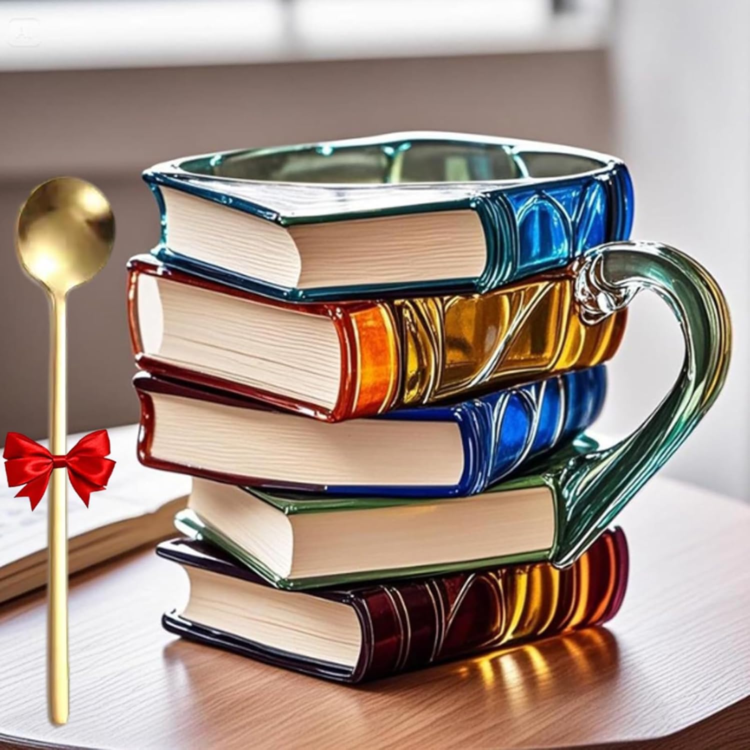 Amazon.com | Painted Book Mug, Novelty 3D Colored Glass Book Coffee Mug ...