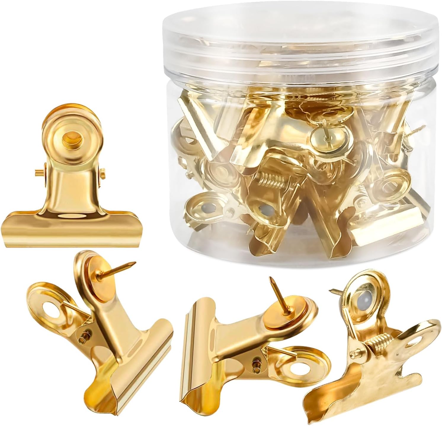 Amazon.com : Lainballow 60 Pcs Push Pin Clips, Gold Thumb Tacks with ...