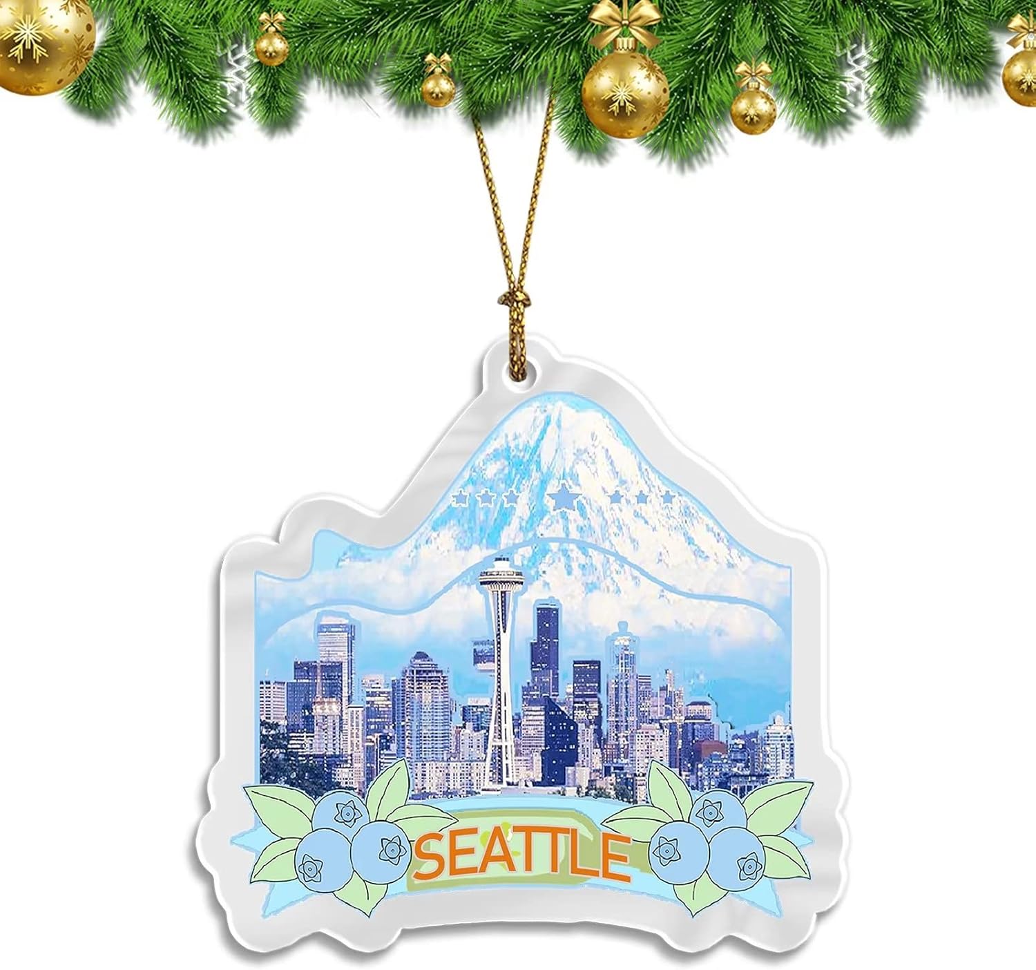 Amazon.com: USA Seattle Christmas Ornament Transparent Acrylic Double ...