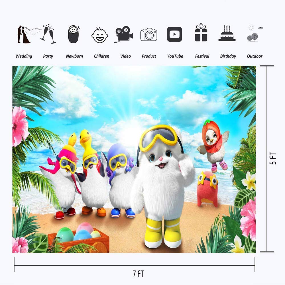 Buy Cartoon Badanamu Backdrop Birthday Party Kids 7x5 Jungle Flower ...