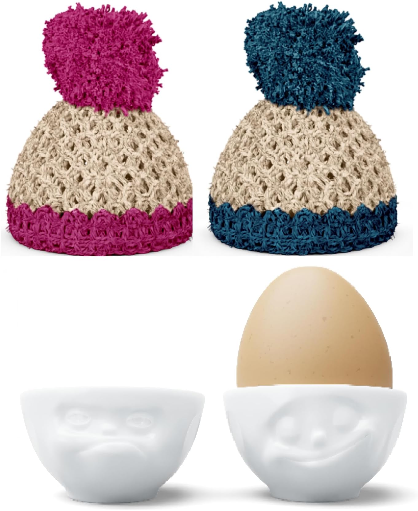 FIFTYEIGHT PRODUCTS / Tassen/Eierbecher - Set Nr. 3 „Glücklich & HMPFF ...