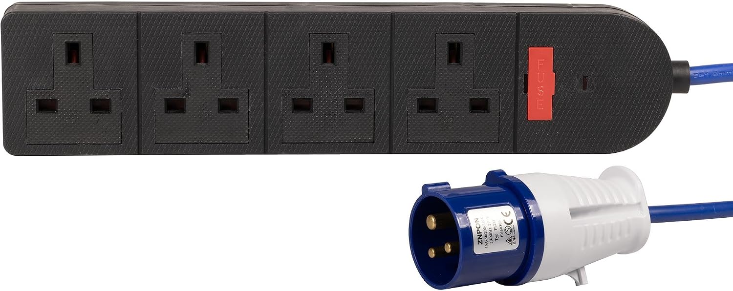 PRO ELEC 4-Gang Extension Lead with 16A IEC Plug, 2m Cable for ...