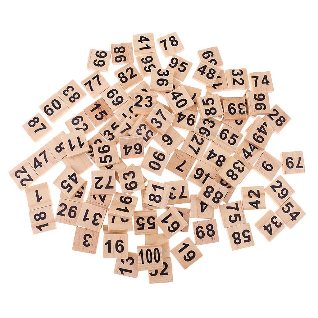 Amazon.com: Dovewill Pack of 100 Wooden Number Tiles 1-100 Black Number ...
