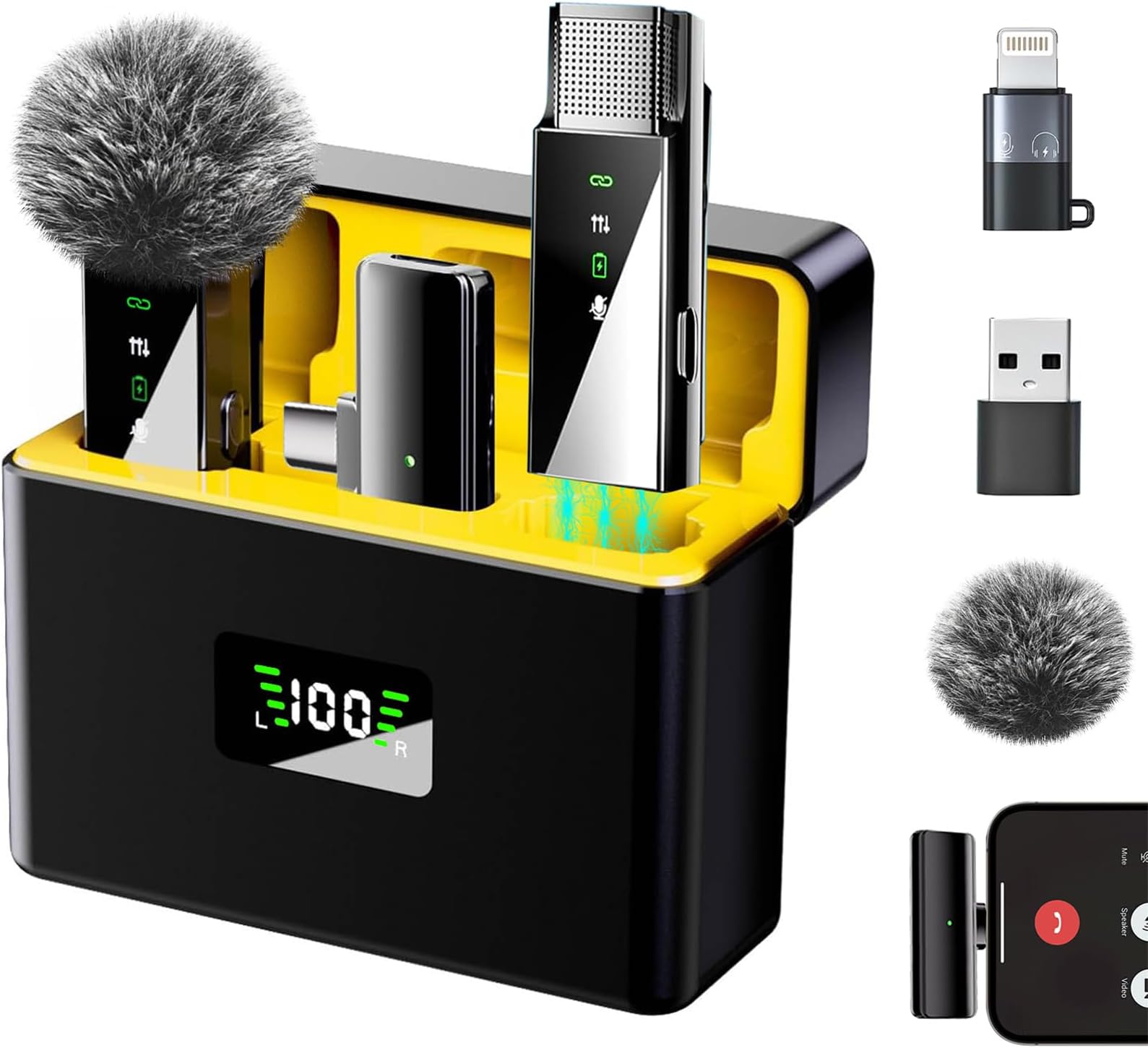 Amazon.com: LSR LORESO Wireless Lavalier Microphone Set for iPhone and ...