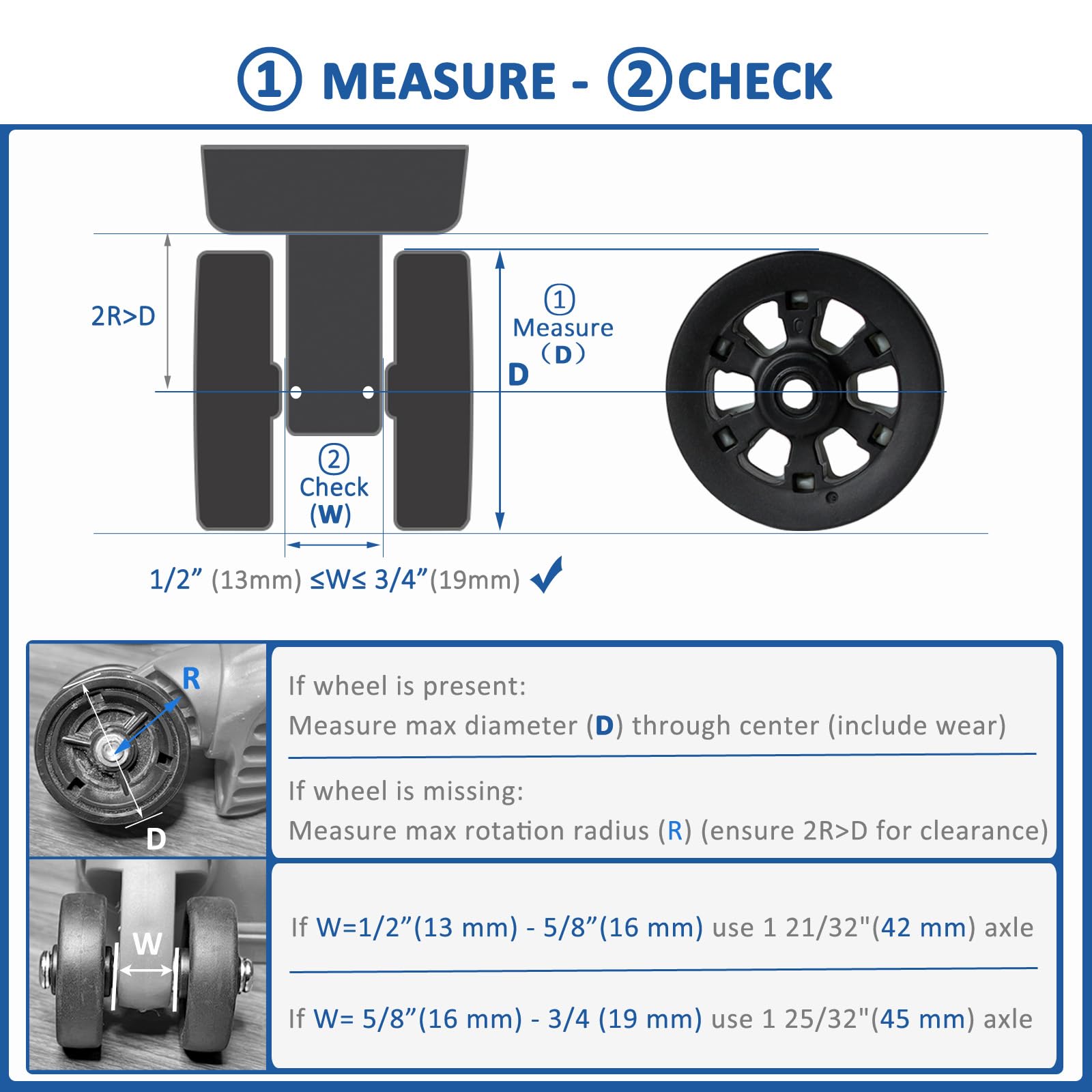 Snapklik.com : Spinner Wheels Replacement Set 4Pc Spinning Rubber Wheel ...
