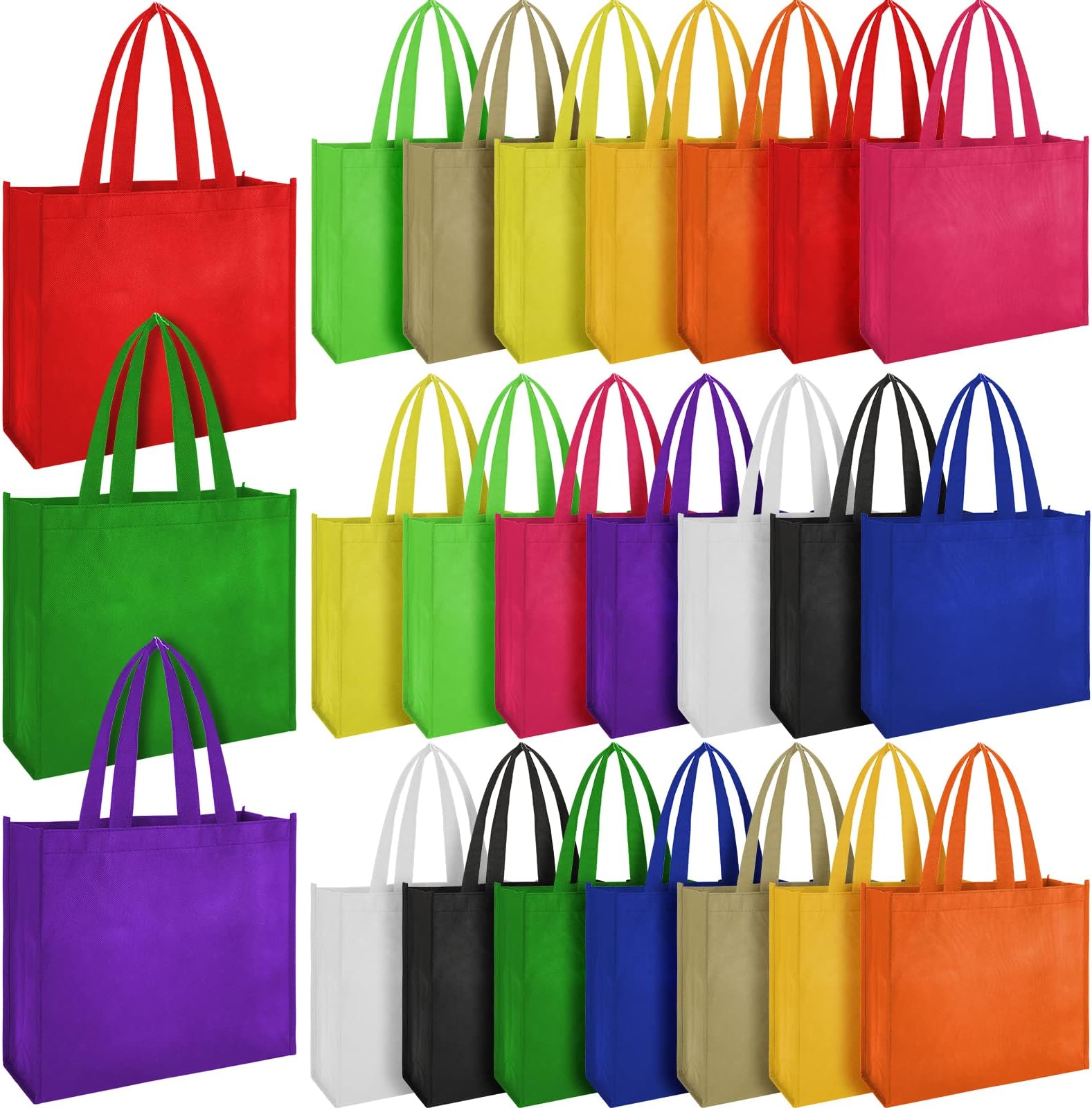 Amazon.com: Fun Express Large Colorful Reusable Grocery Tote Bags ...