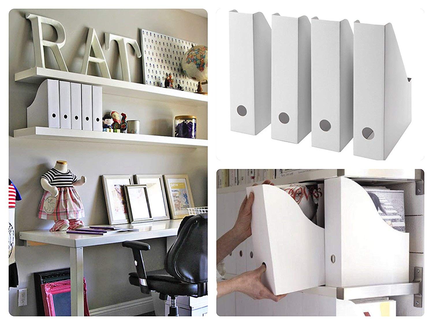 Snapklik.com : Homerite White Magazine File Organizer Storage Box