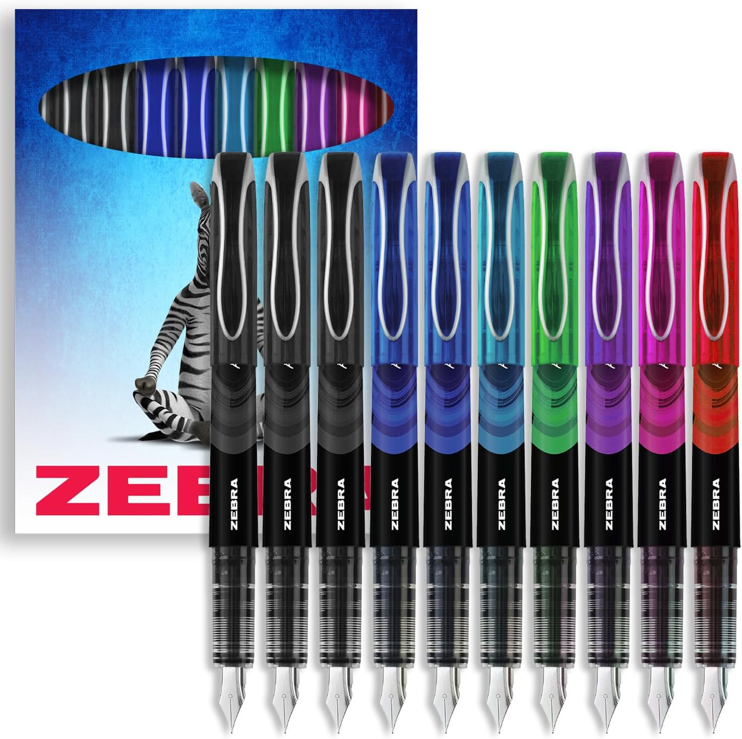 Zebra Fuente - Disposable Fountain Pen - Light Blue Ink (Pack of 3 ...
